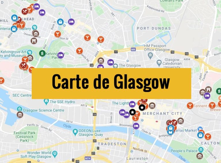Metro à Glasgow & bus : Carte, tarifs, lieux d'intérêt par station